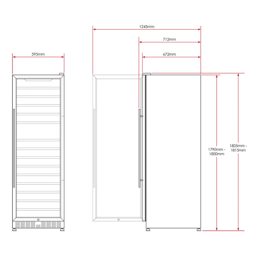 Smart 440L Dual Zone Freestanding Wine Fridge in Black Door Trim (SMAW